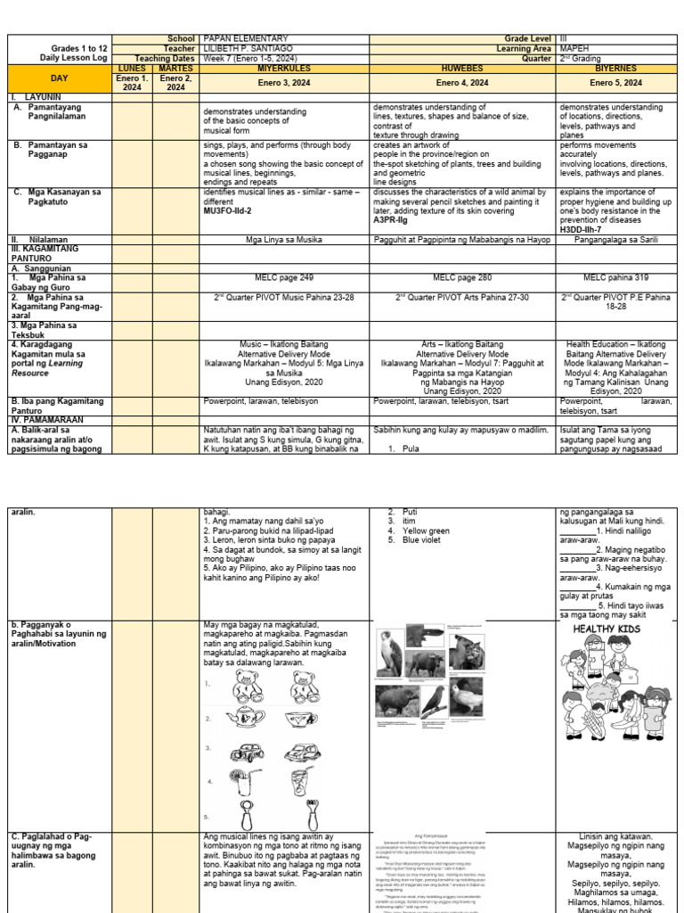 Dll-Mapeh-Q2-Week 7 | PDF