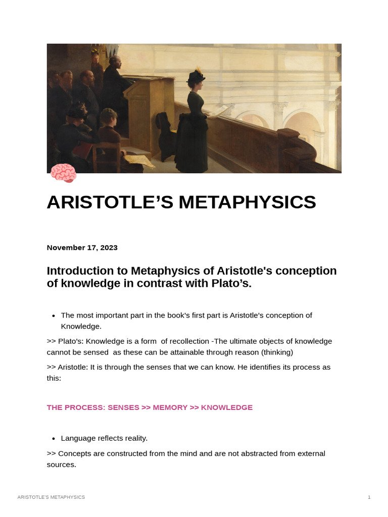 Aristotle's Metaphysics Class Notes Complete | PDF