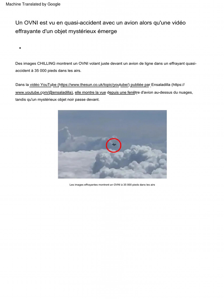 1 - FR - 2 Moment UFO Is Seen in Terrifying Near-Miss With Passenger ...