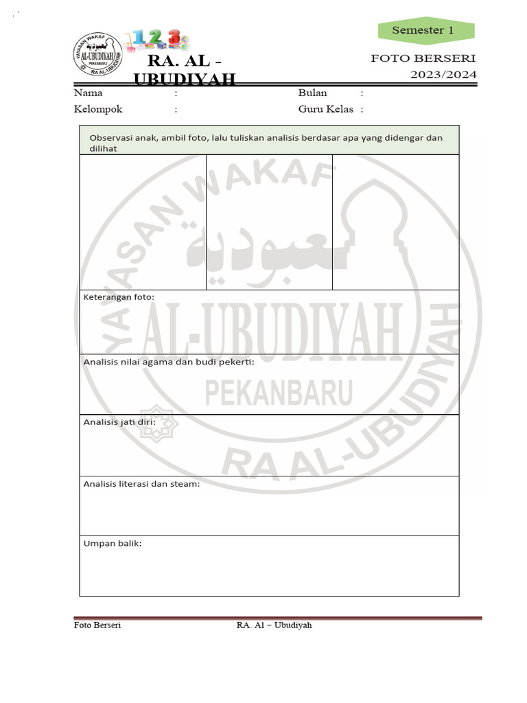Hasil Karya Form Ra. Al - Ubudiyah | PDF