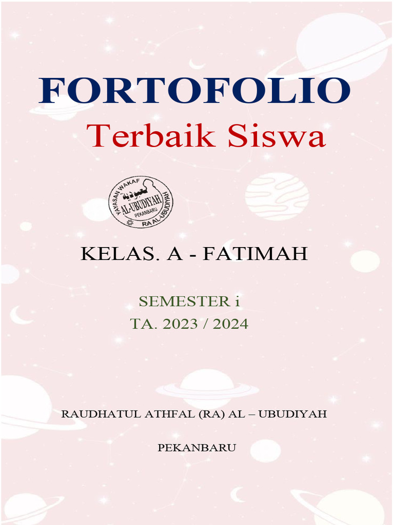 COVER PORTOFOLIO TERBAIK SISWA PAUD | PDF