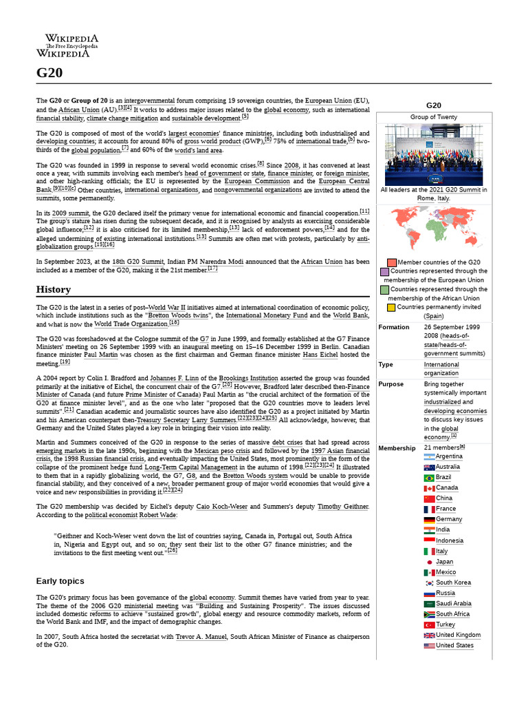 G20: Global Economic Governance Explained | PDF | Finance & Money ...