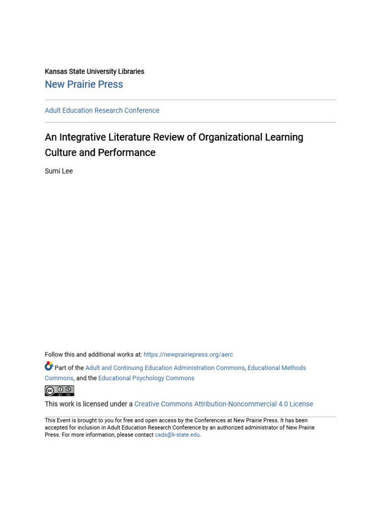 An Integrative Literature Review of Organizational Learning Cult | PDF ...