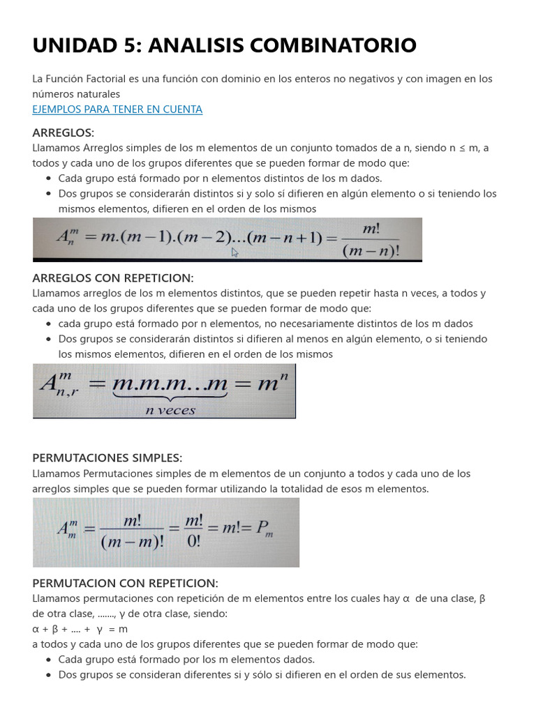 Unidad 5 Analisis Combinatorio | PDF | Combinatoria | Permutación