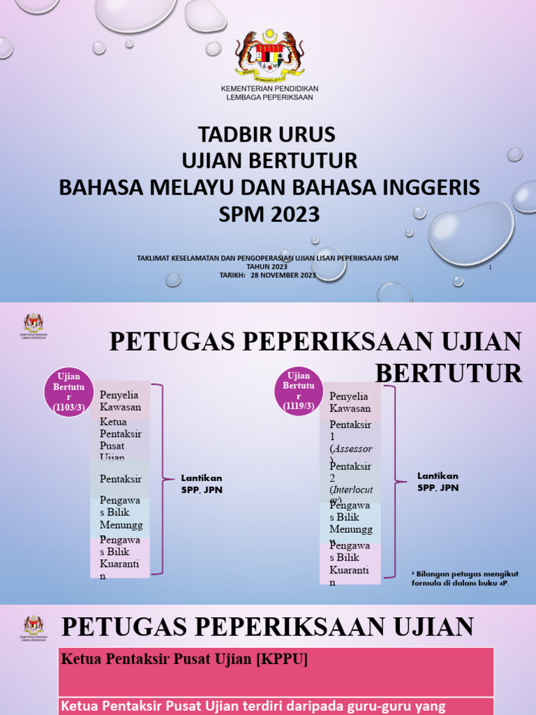 Slaid Terkini Tadbir Urus Ujian Bertutur BM Bi SPM 2023 | PDF