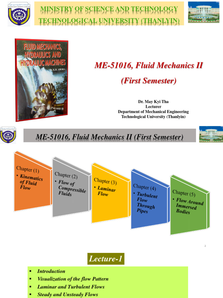 ME-51016, Fluid Mechanics II (First Semester) : Ministry of Science and Technology Technological ...