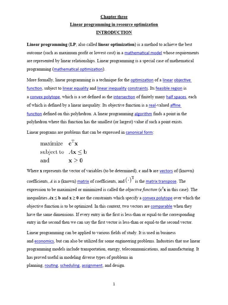Opt Chapter 3 | Download Free PDF | Linear Programming | Mathematical Optimization