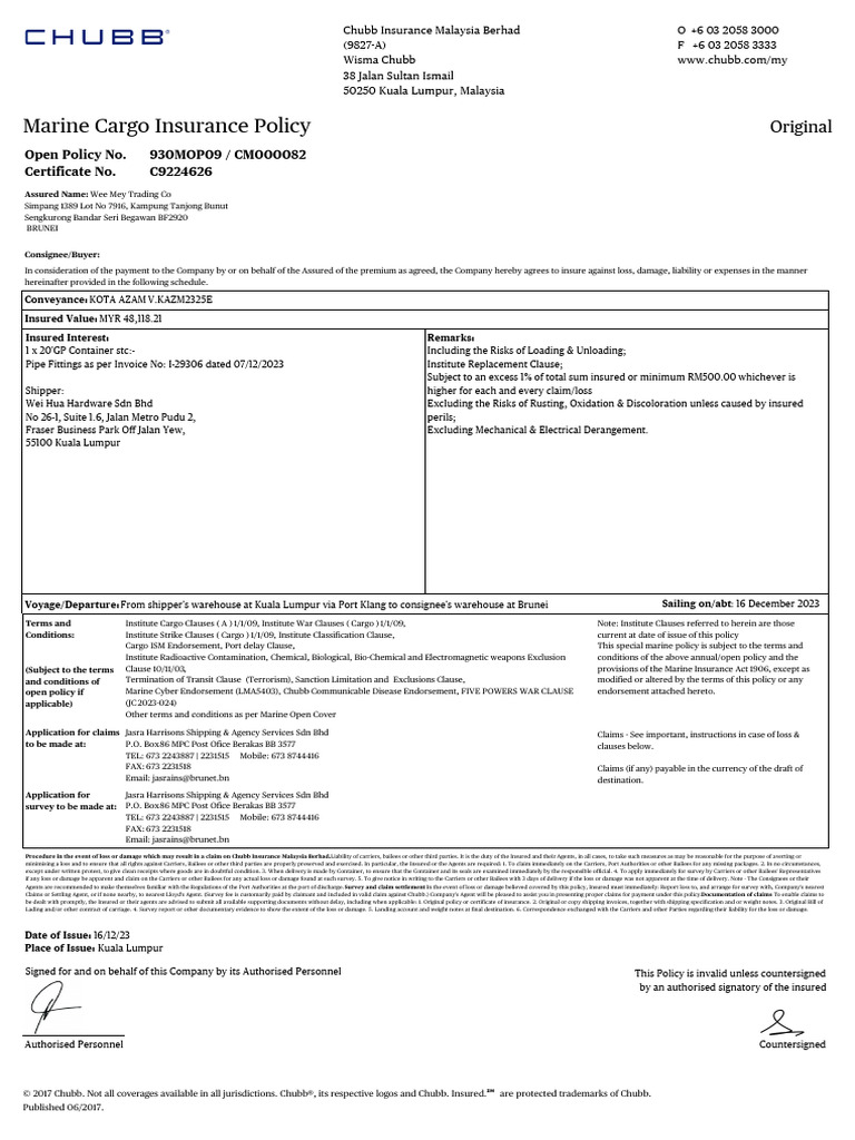 H&s-Cert C9224626 | PDF | Insurance | Discovery (Law)