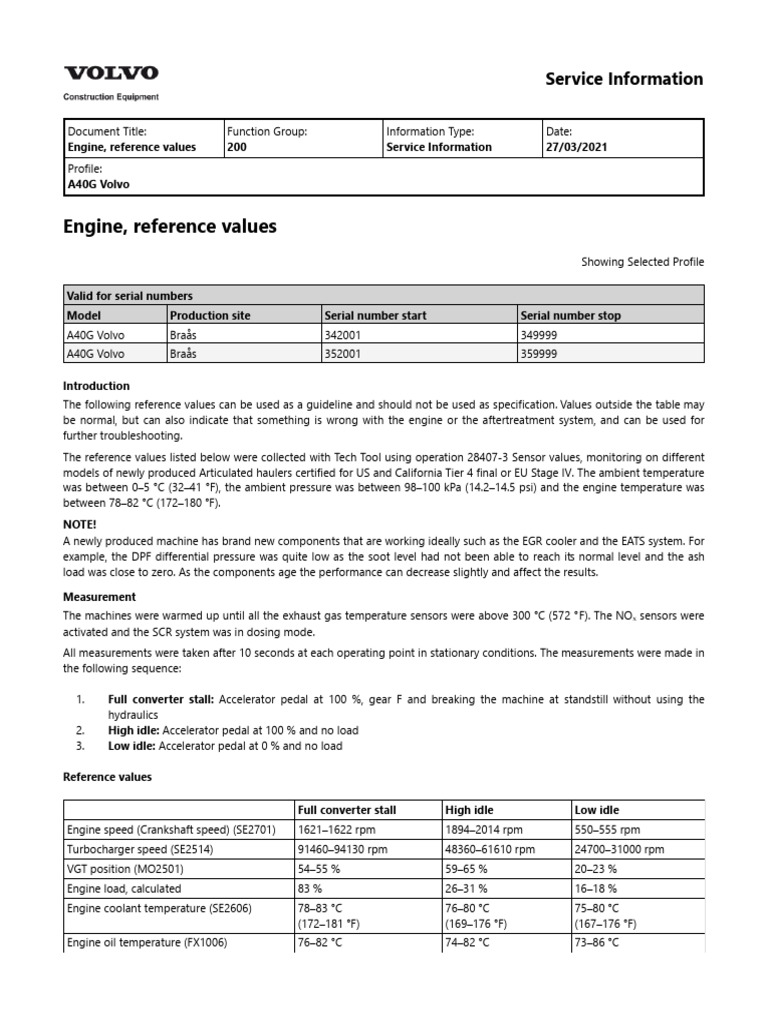 Engine Reference Values | PDF | Throttle | Vehicle Technology