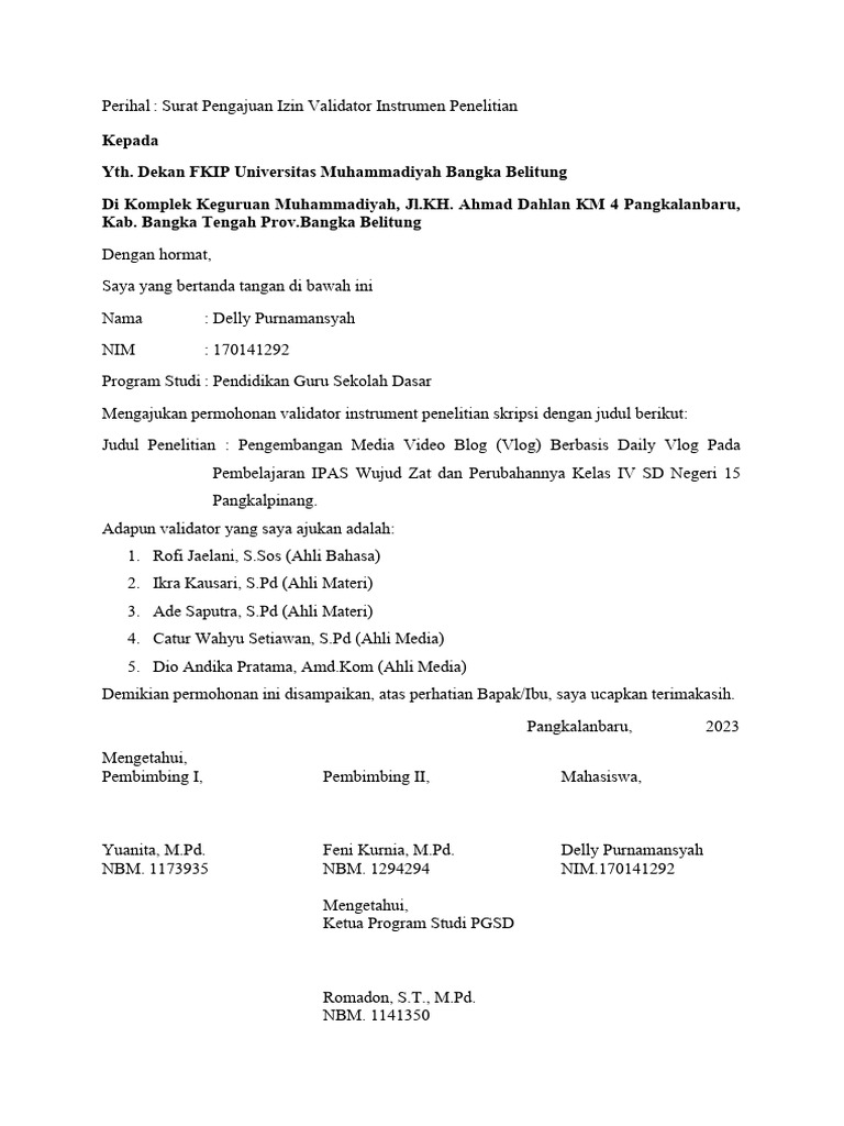Pengajuan Validator 2023 Delly P | PDF