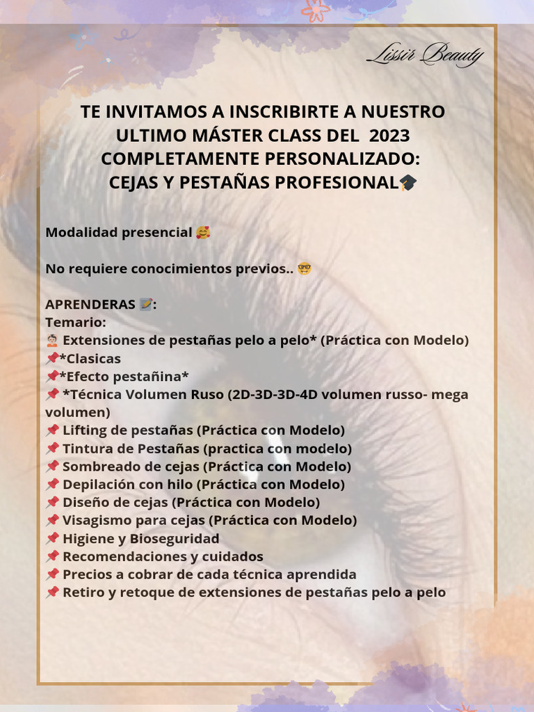 Master Class Cejas y Pestañas | PDF