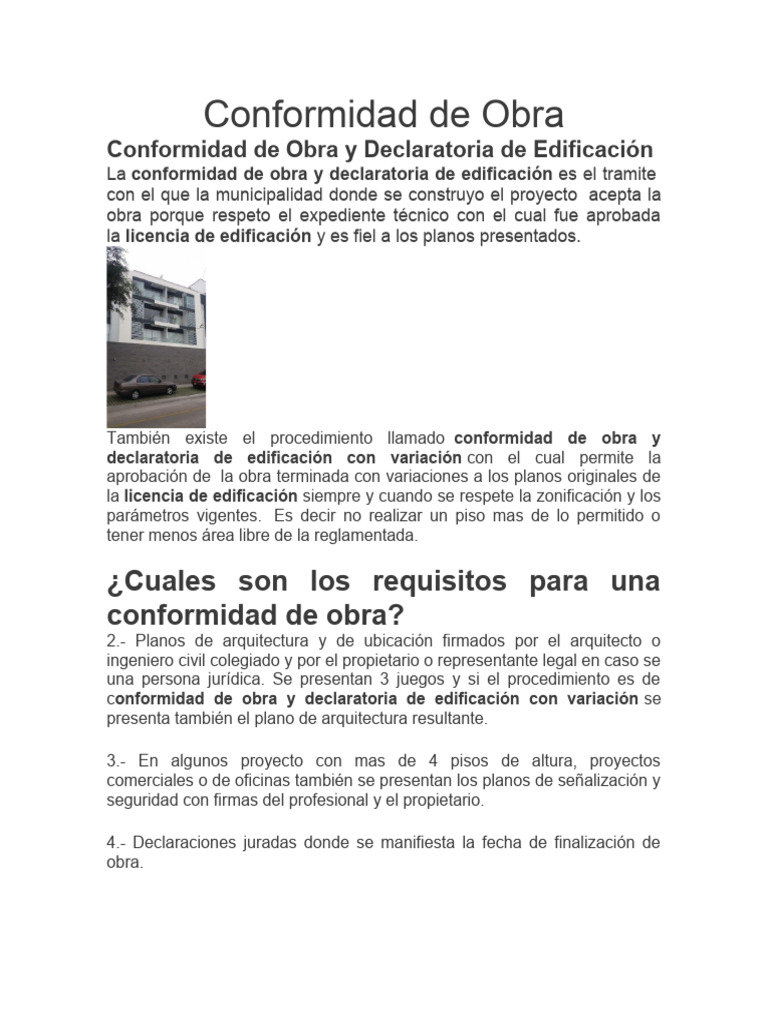 Conformidad y Declaratoria de Obra | PDF | Tecnología