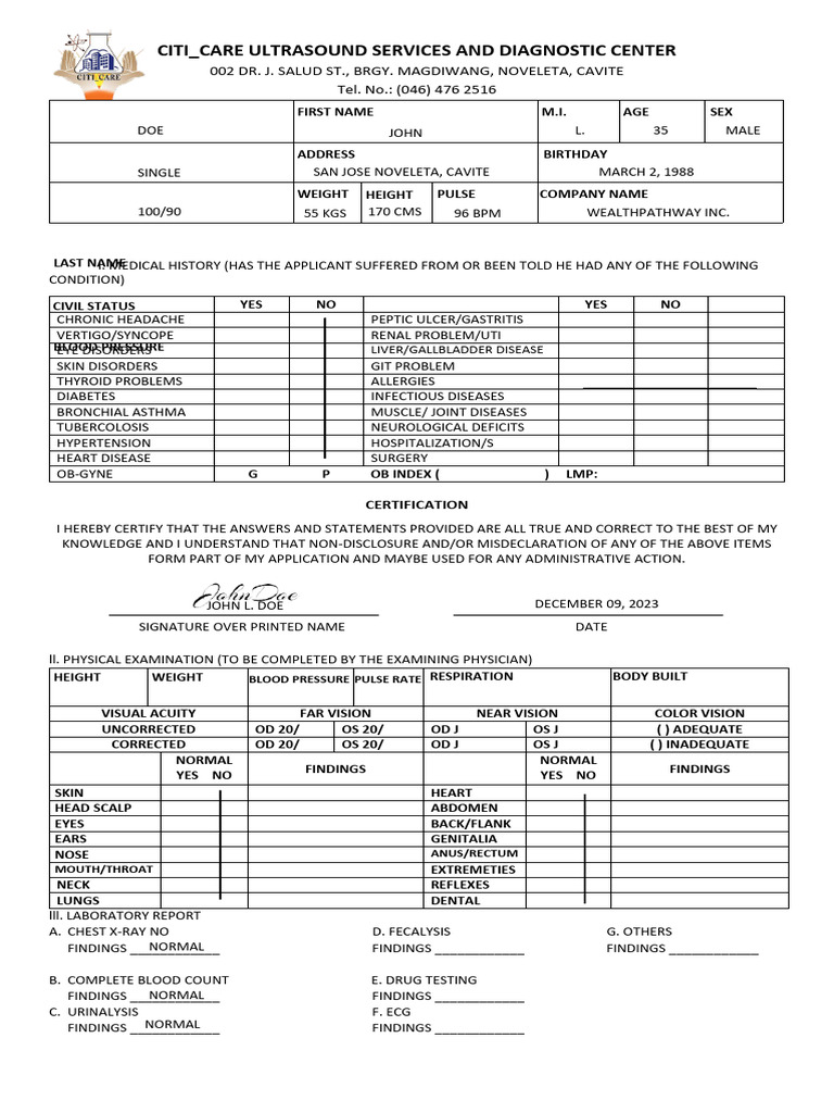 Lab Result Sample | PDF