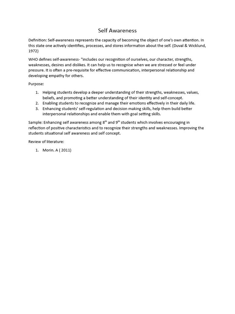 self awareness | PDF