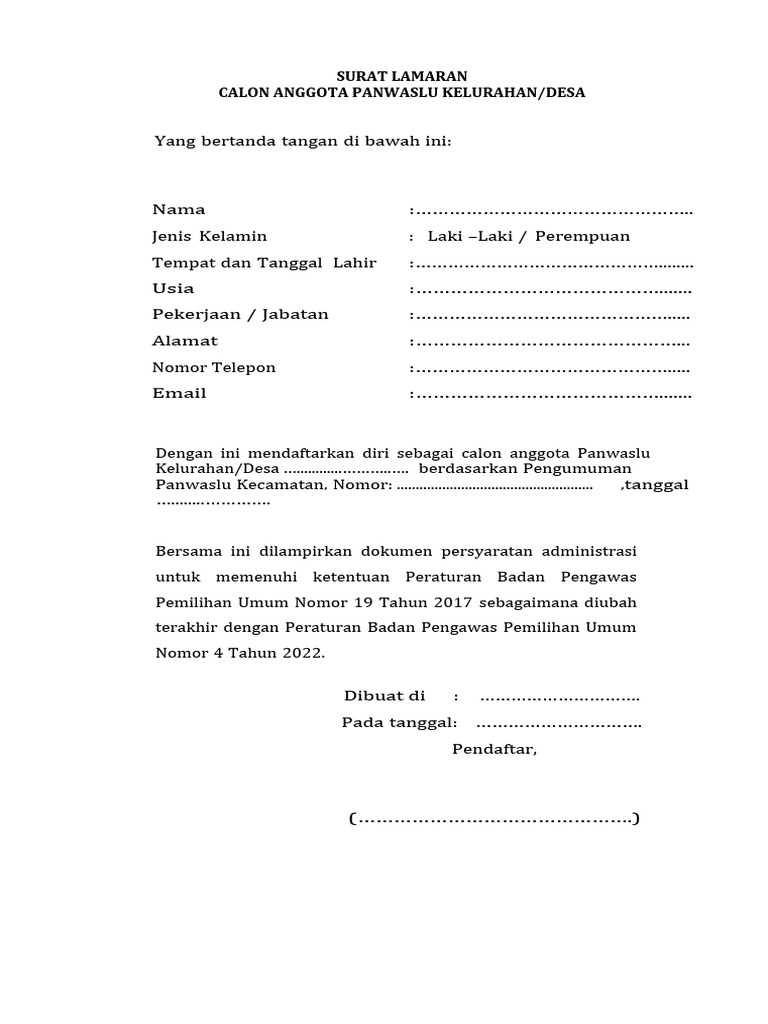 Formulir Pendaftaran Calon PKD 2023 | PDF