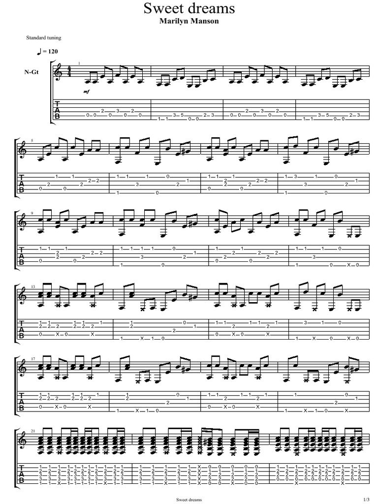 Sweet Dreams Guitar Tab PDF | PDF