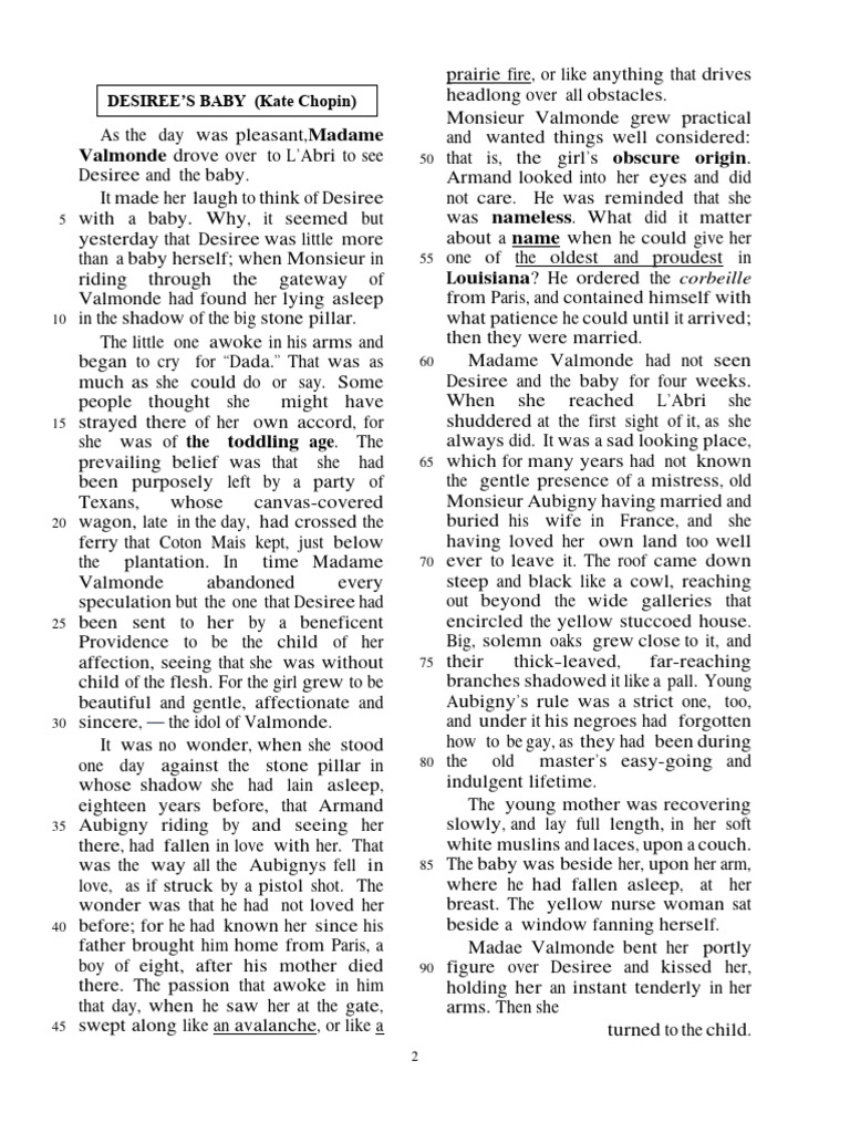 DESIREÉ BABY - K Chopin - (2 Columns) E-Lms | PDF