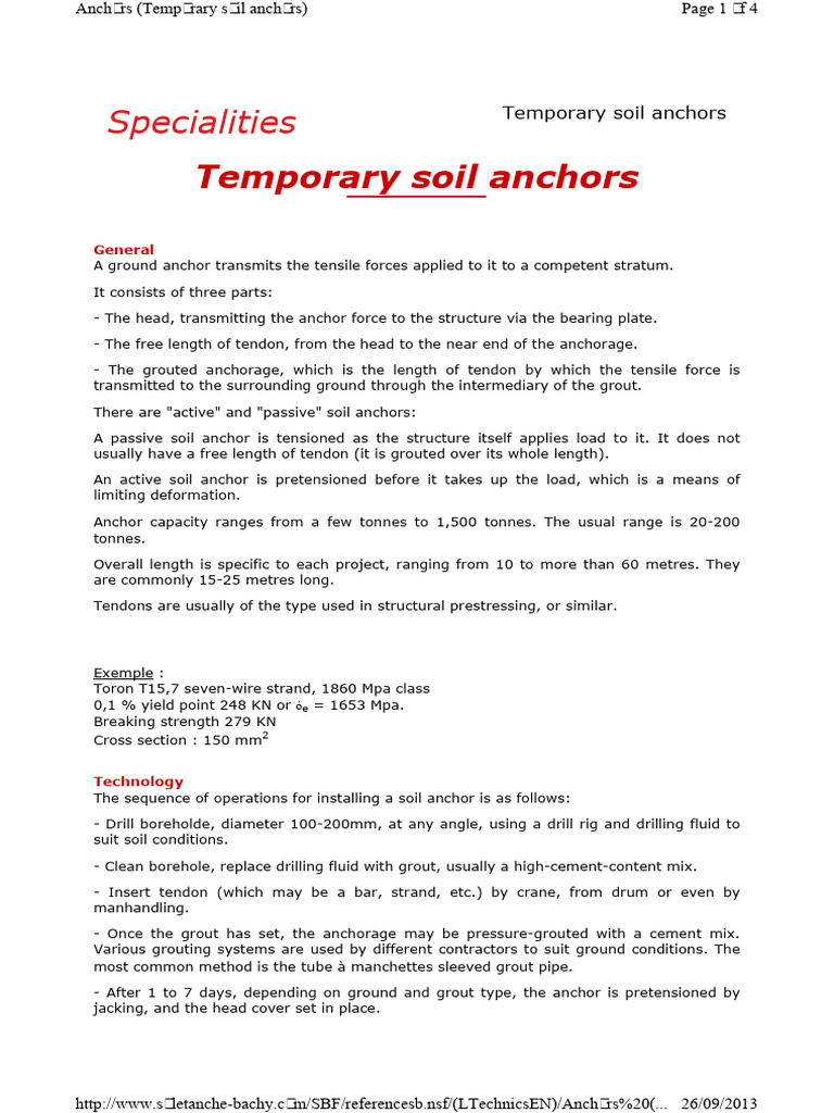 Temporary Soil Anchors | PDF