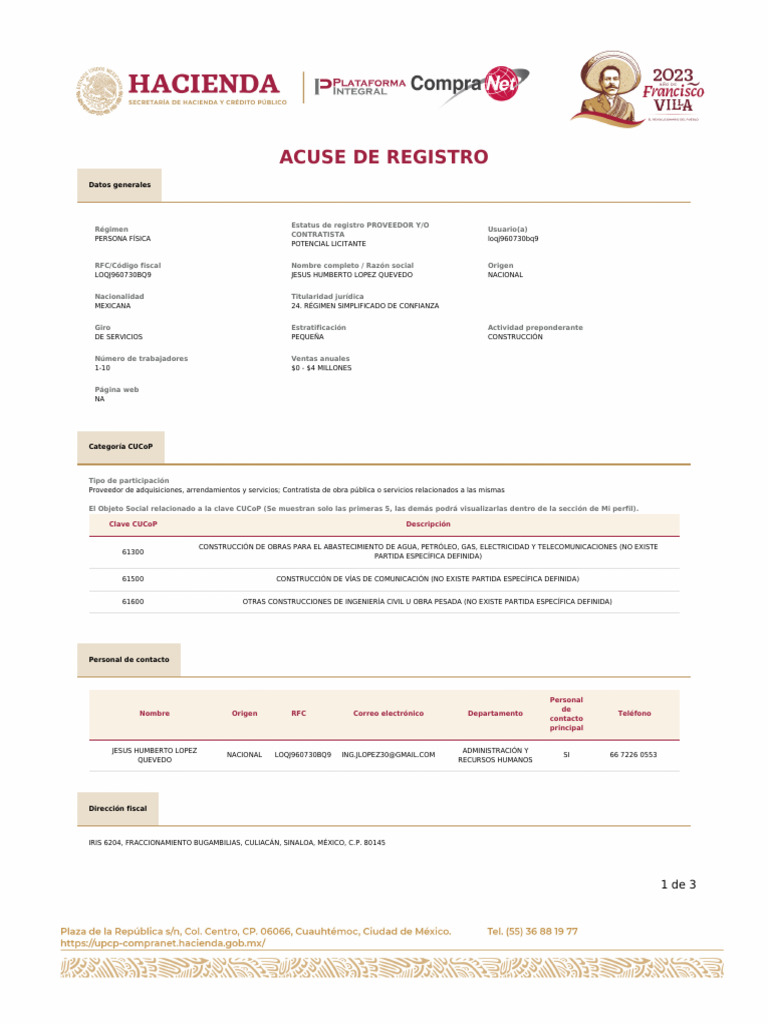 Registro de Acuse Compranet | PDF