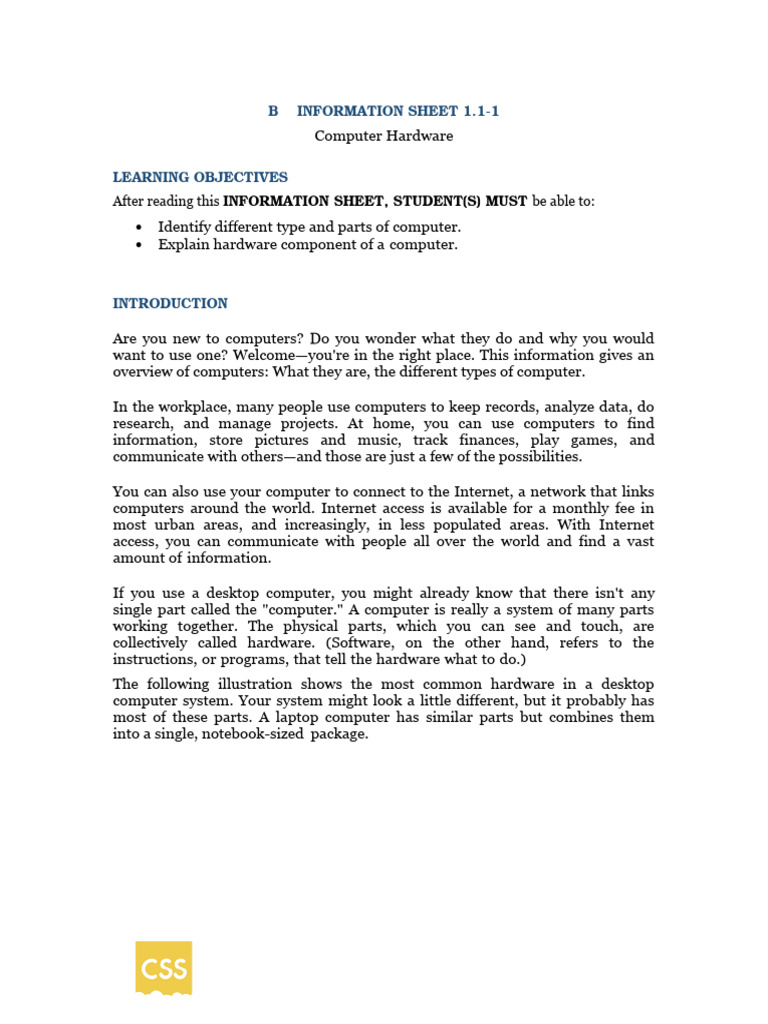 1.1-1 Computer Hardware-Converted - Edited | PDF | Central Processing Unit | Personal Computers