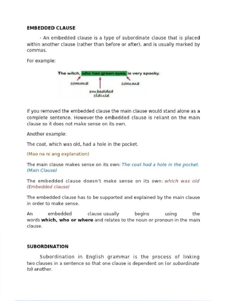 Embedded Sentences | PDF
