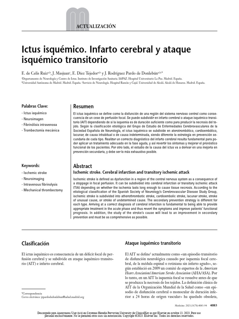 Ictus Isquémico Infarto Cerebral y Ataque Isquémic 231204 103537 | PDF | Carrera | Isquemia