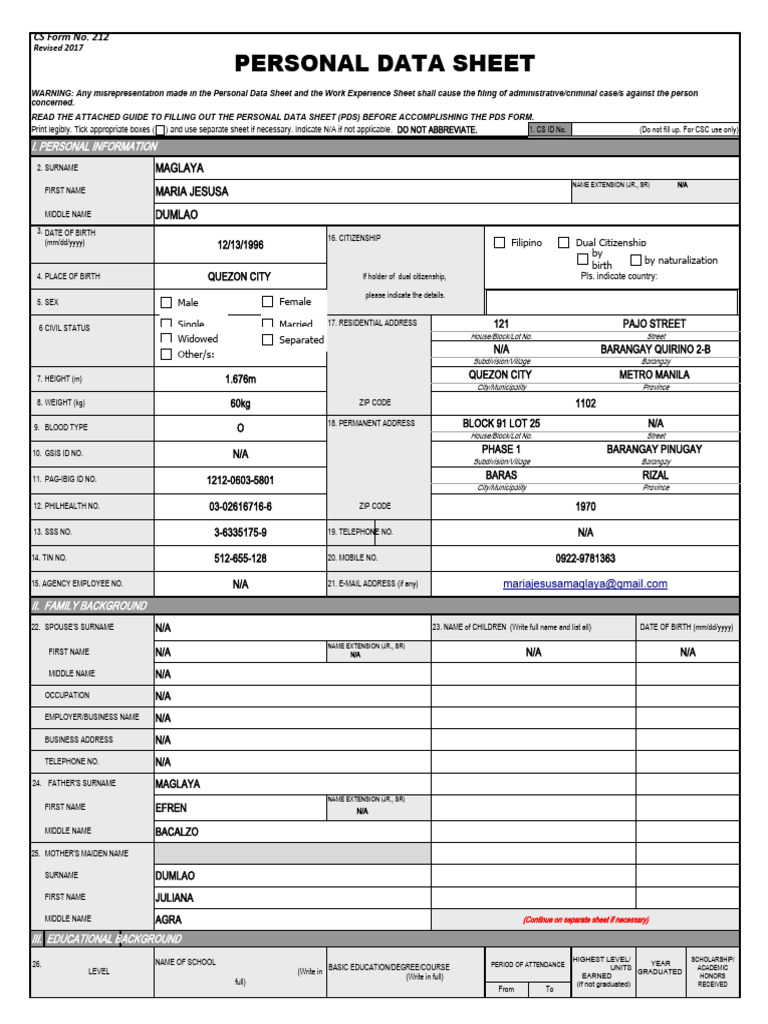 Blank Pds 2021 Maglaya | PDF | Teachers