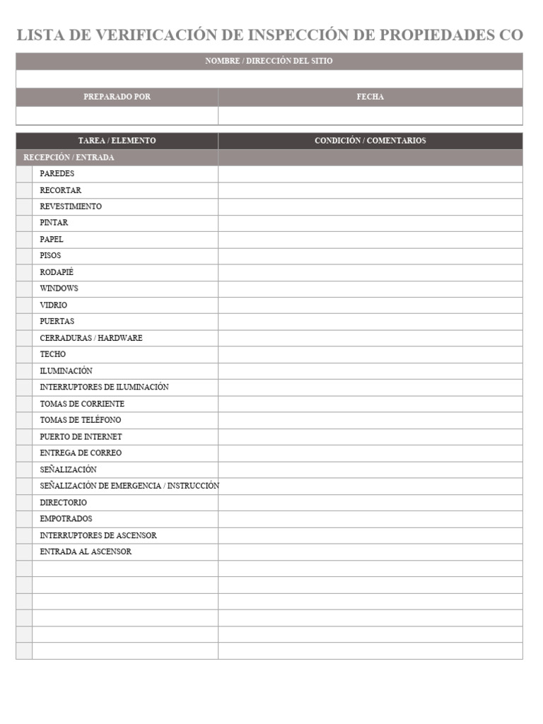 IC Property Management Commerical Property Inspection Checklist ...