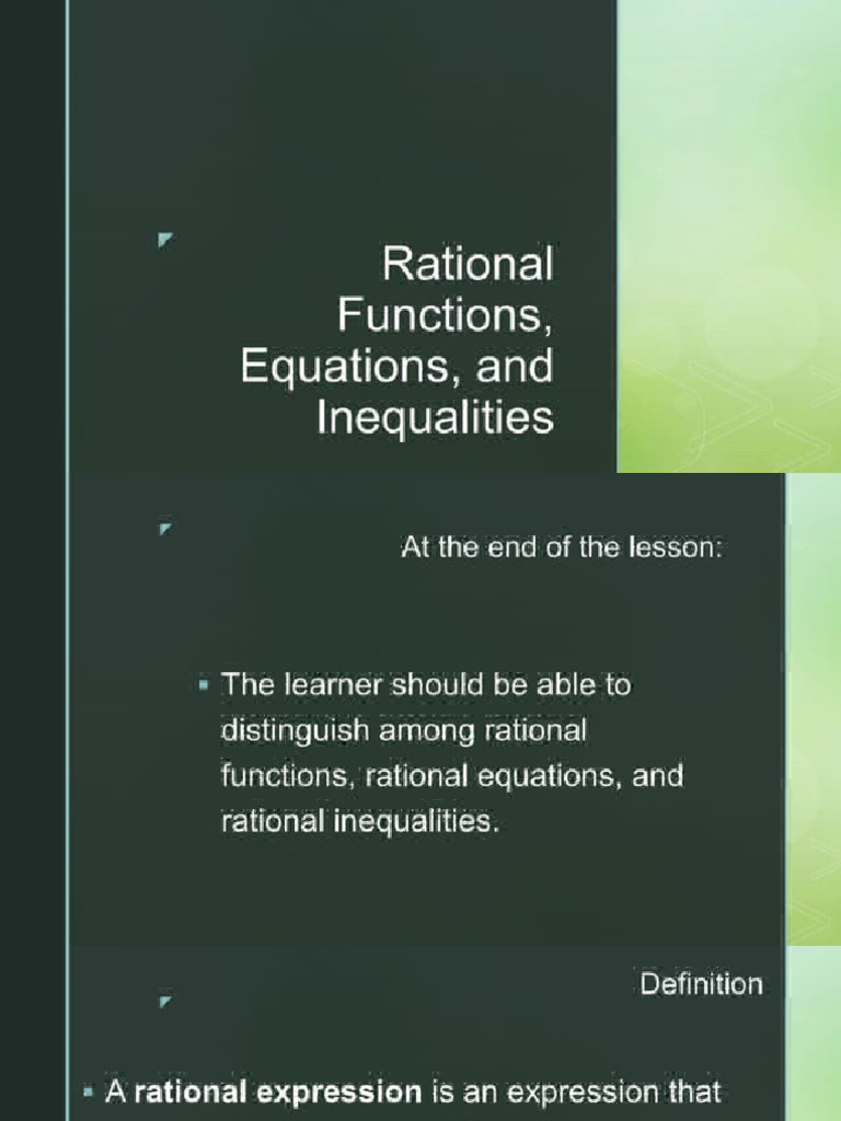 Rational Functions Equations and Inequalitiespptx | PDF