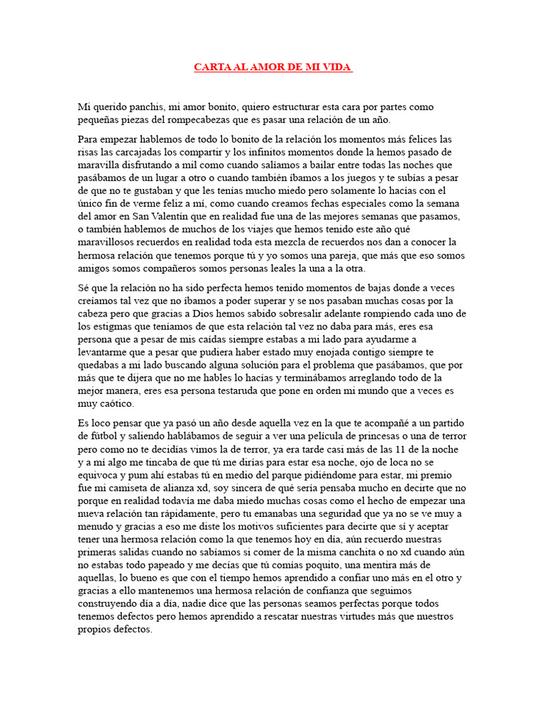 Carta Al Amor de Mi Vida | PDF