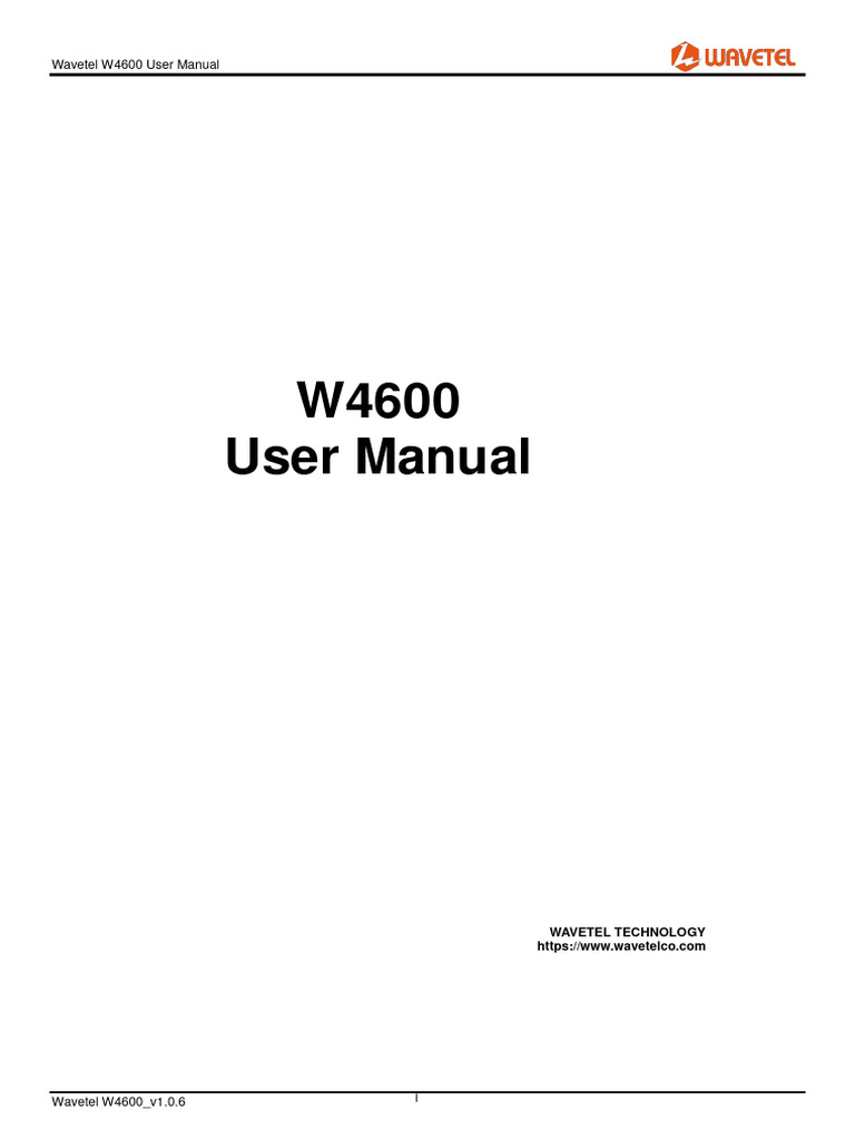 W4600 User Manual v1.0.6 | PDF