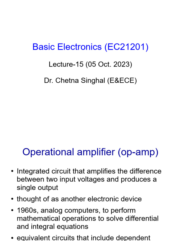 Lecture 15 | PDF | Operational Amplifier | Amplifier