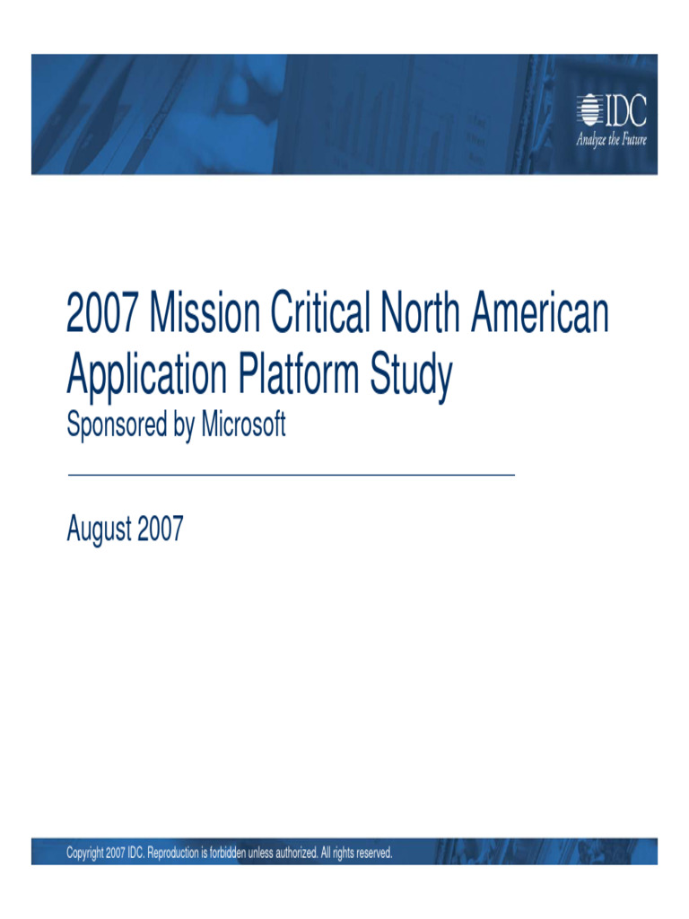 2007 IDC Mission Critical App Platform Adoption Study | PDF | Application Software | Oracle Database