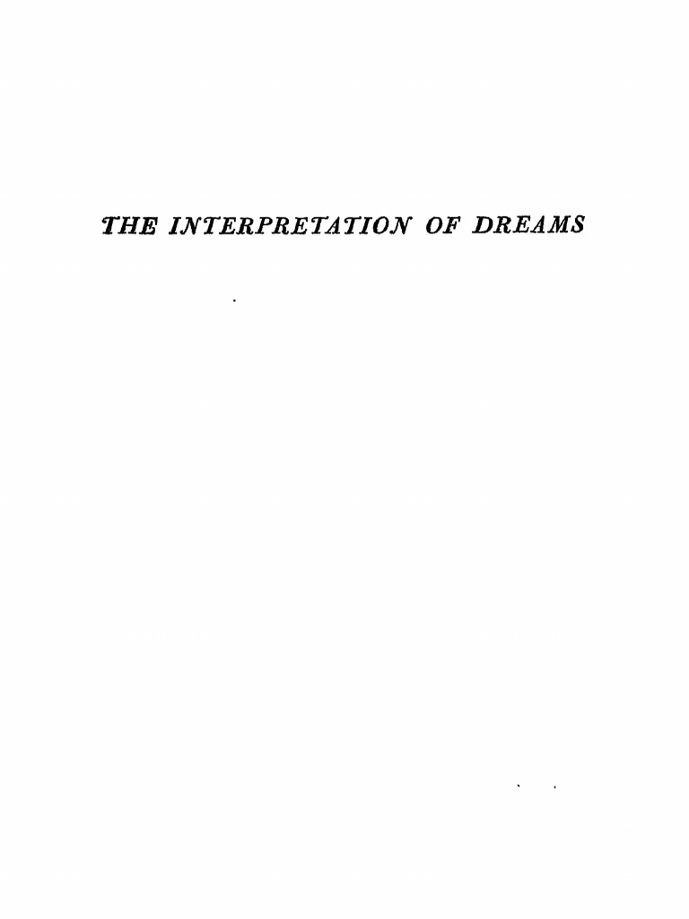 The Interpretation of Dreams | PDF