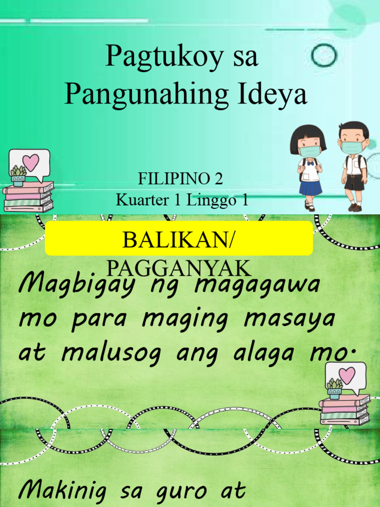FIL2Q1W1 Pagtukoy Sa Pangunahing Ideya | PDF