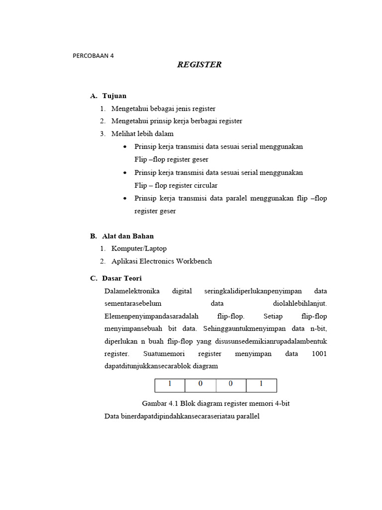 Modul Percobaan 4 Register | PDF