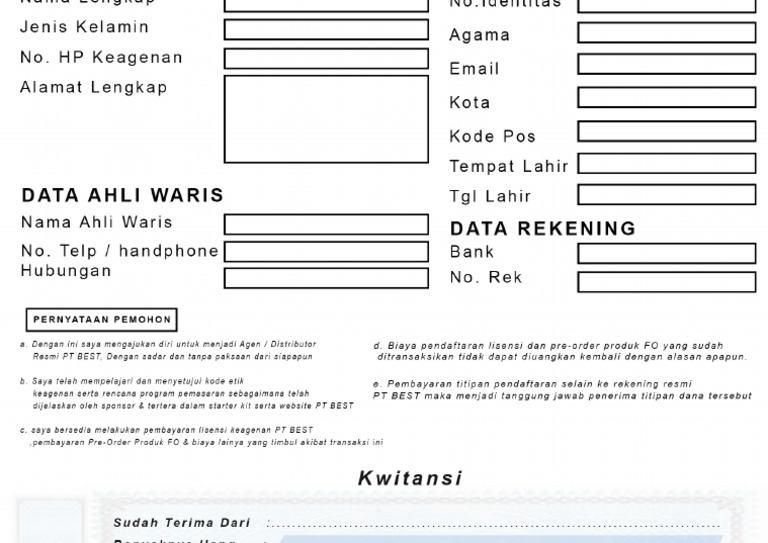Formulir Mitra PT - Best Revisi A5.jpg | PDF