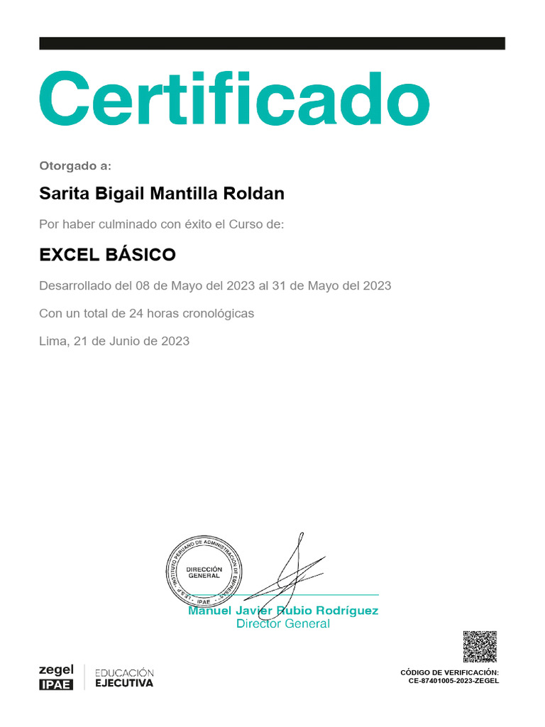 Certificado Excel Basico | PDF