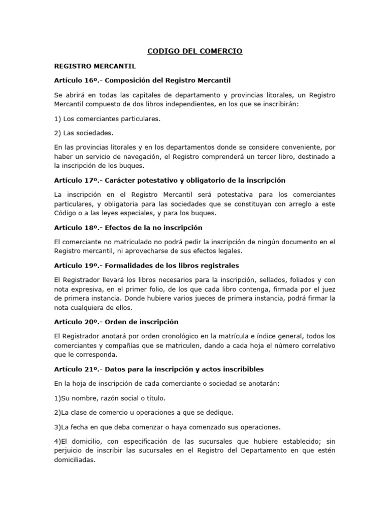 Codigo Del Comercio | PDF | Propiedad | Contabilidad