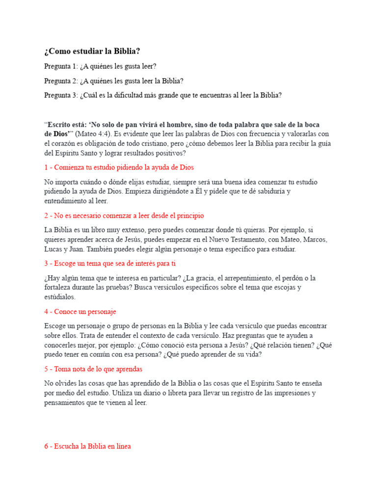 Como Estudiar La Biblia Pdf Biblia Dios
