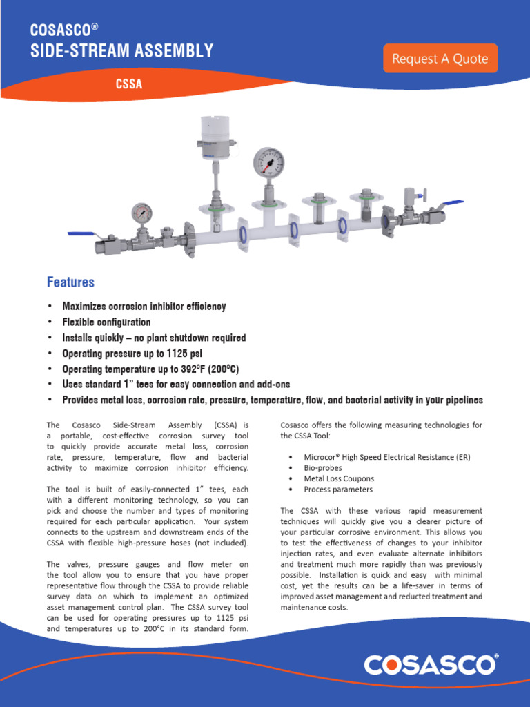 Cosasco Side-Stream Assembly | PDF | Corrosion | Valve