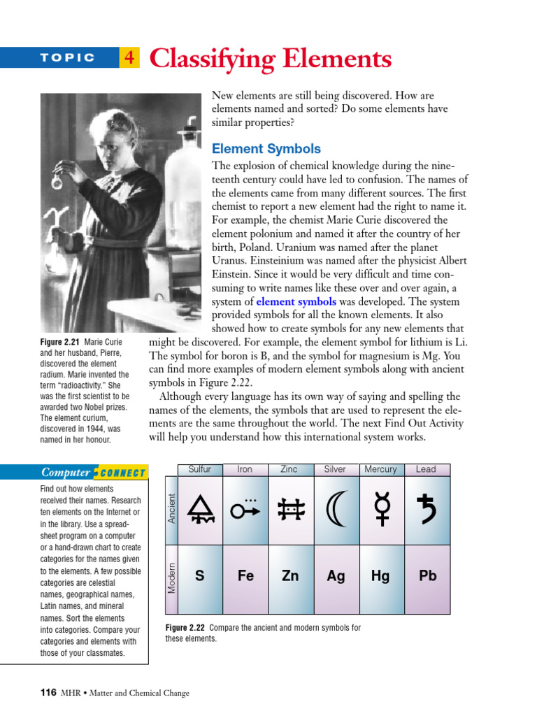 Science Focus 9 Unit 2 Topic 4 Identifying Elements | PDF