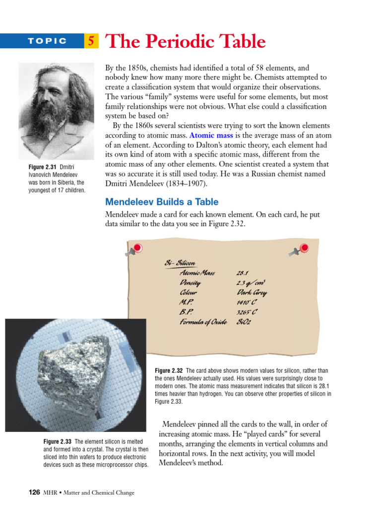 Science Focus 9 Unit 2 Topic 5 The Periodic Table | PDF | Chemical ...