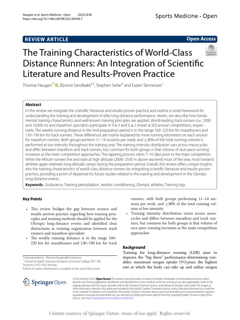 The Training Characteristics of World-Class Distan | PDF