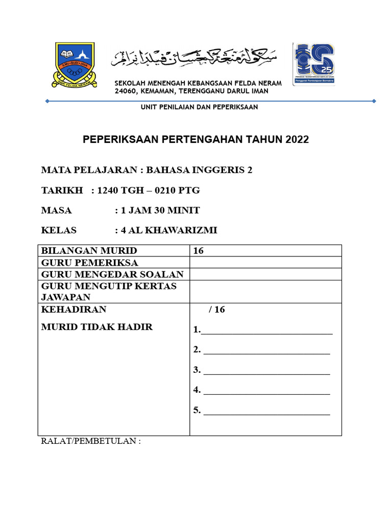 Label Kertas Soalan | PDF