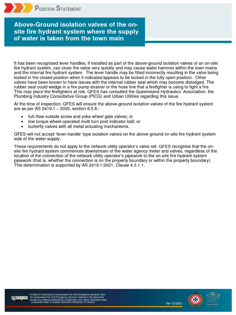 Fire Hydrant Isolation Valve Standards | PDF