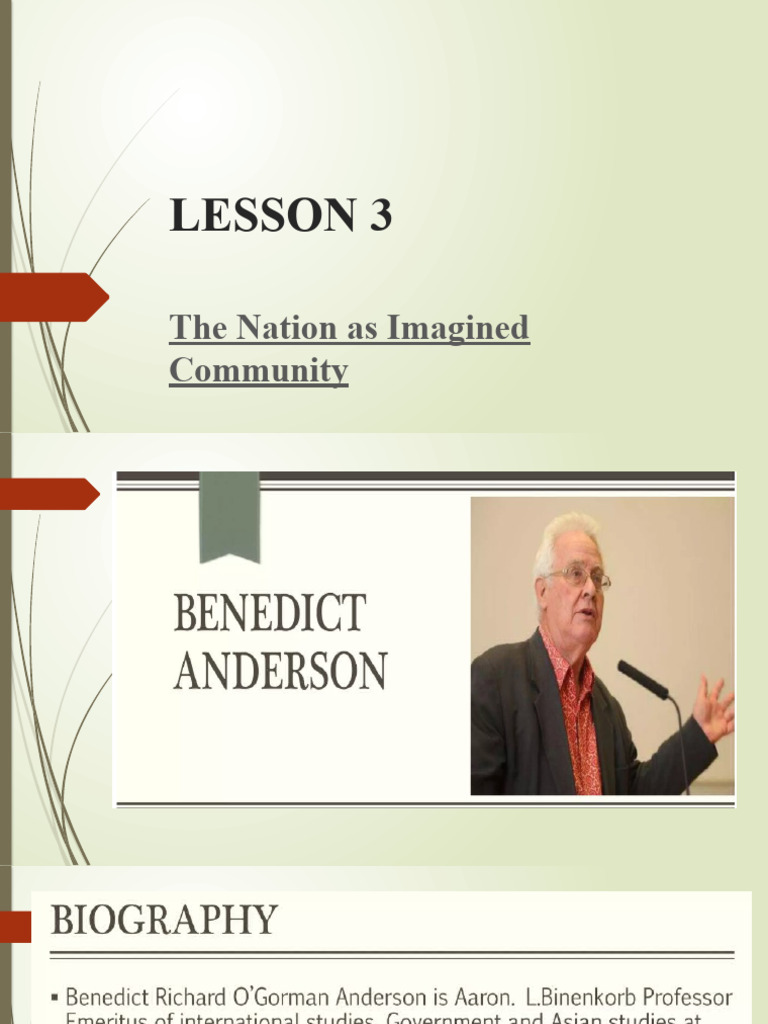 LESSON 3 Nation As Imagined Community | PDF | Patriotism | Nationalism