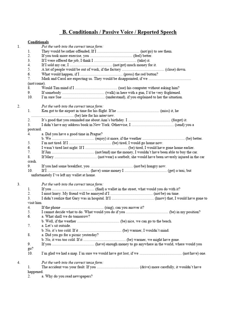Conditionals Passive Voice Reported Speech | PDF