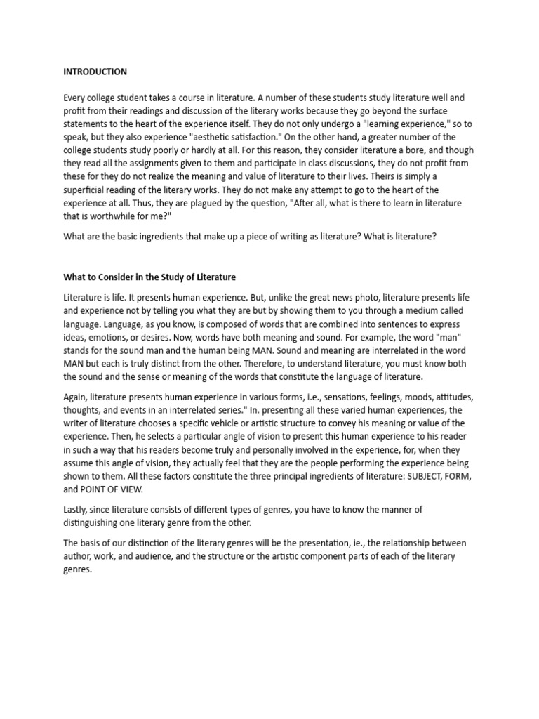 Introduction To Lit | PDF