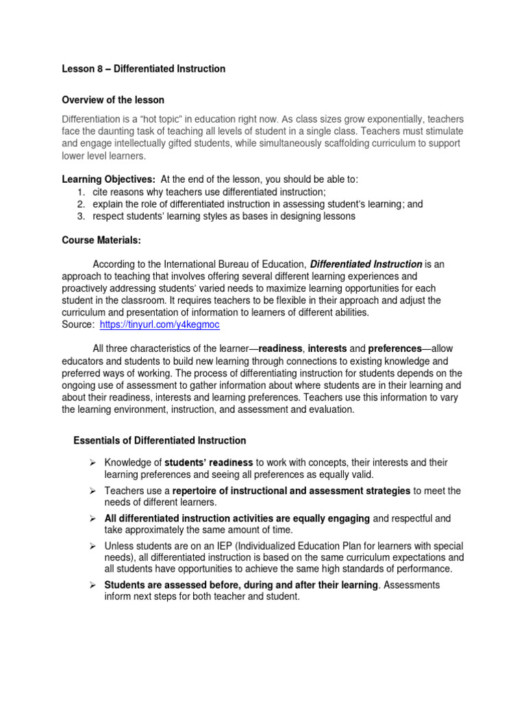 Differentiated Instruction | PDF | Differentiated Instruction | Behavior Modification